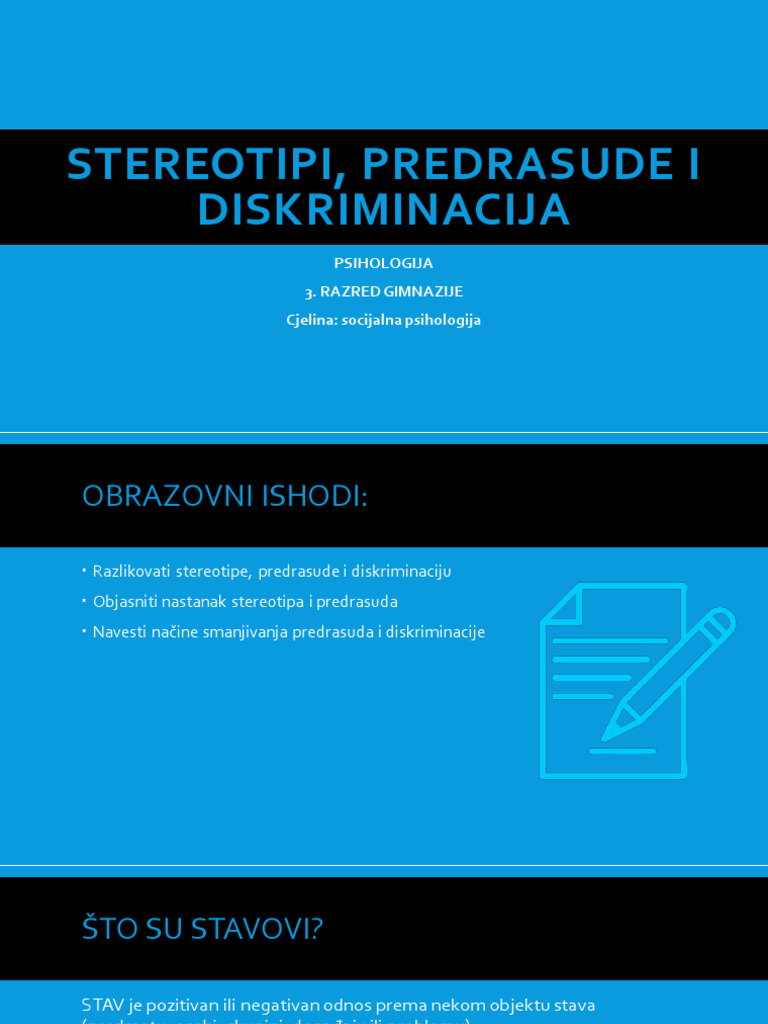Stavovi, Predrasude, Stereotipi, Mijenjanje Predrasuda | PDF