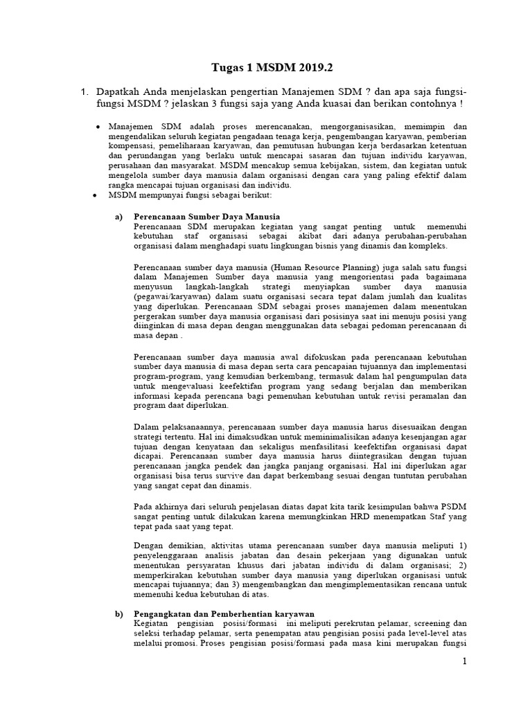Tugas 1 MSDM | PDF