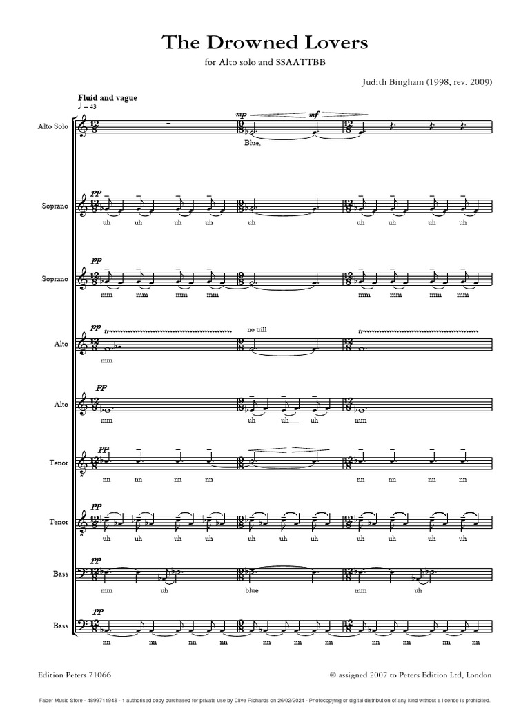 Drowned Lovers Mixed Voices | PDF | Singing | Pitch (Music)