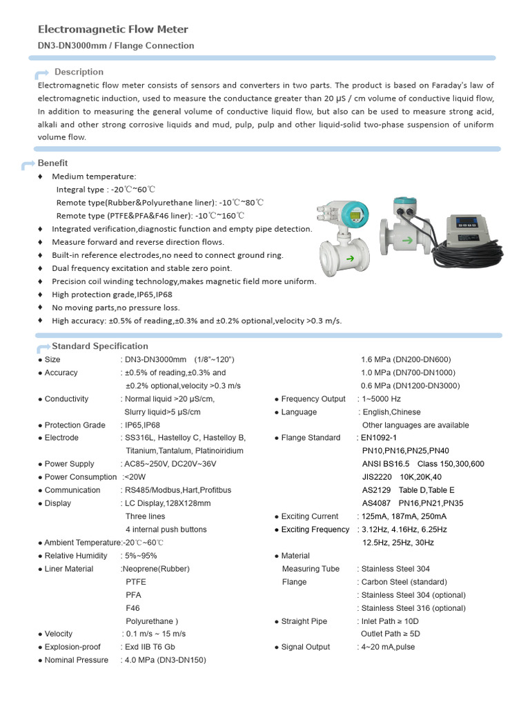 Electromagnetic Flow Meter Catalog - Wesdom | Download Free PDF | Flow ...