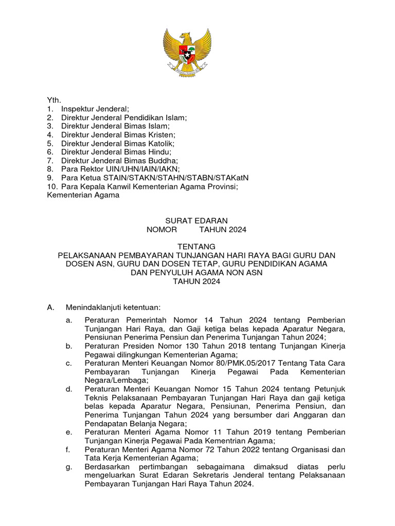 Konsep - Draft - Surat Edaran - Menteri Agama | PDF