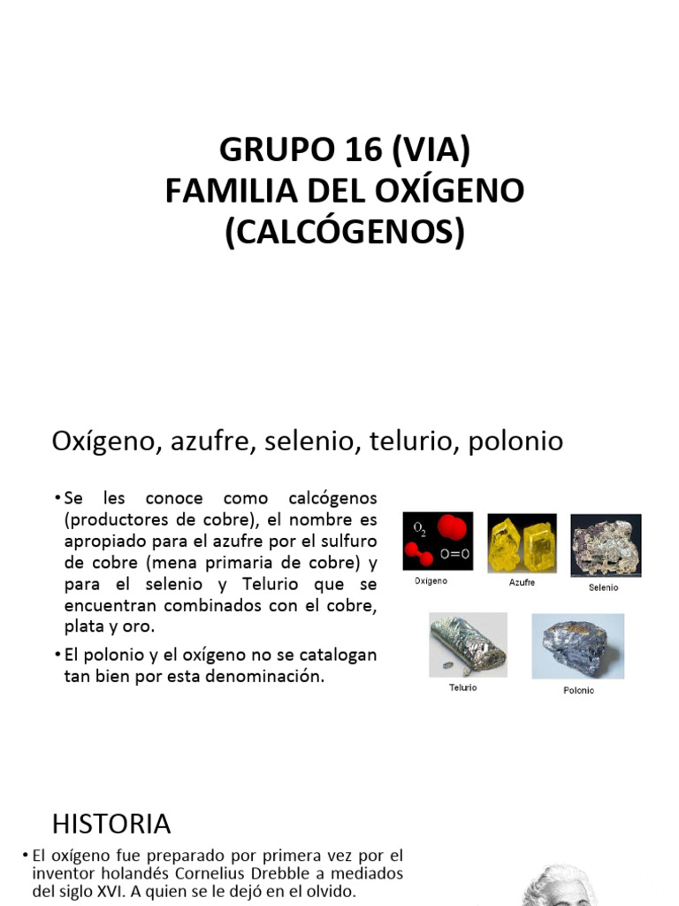 Propiedades y Aplicaciones de Calcógenos | PDF | Oxígeno | Agua