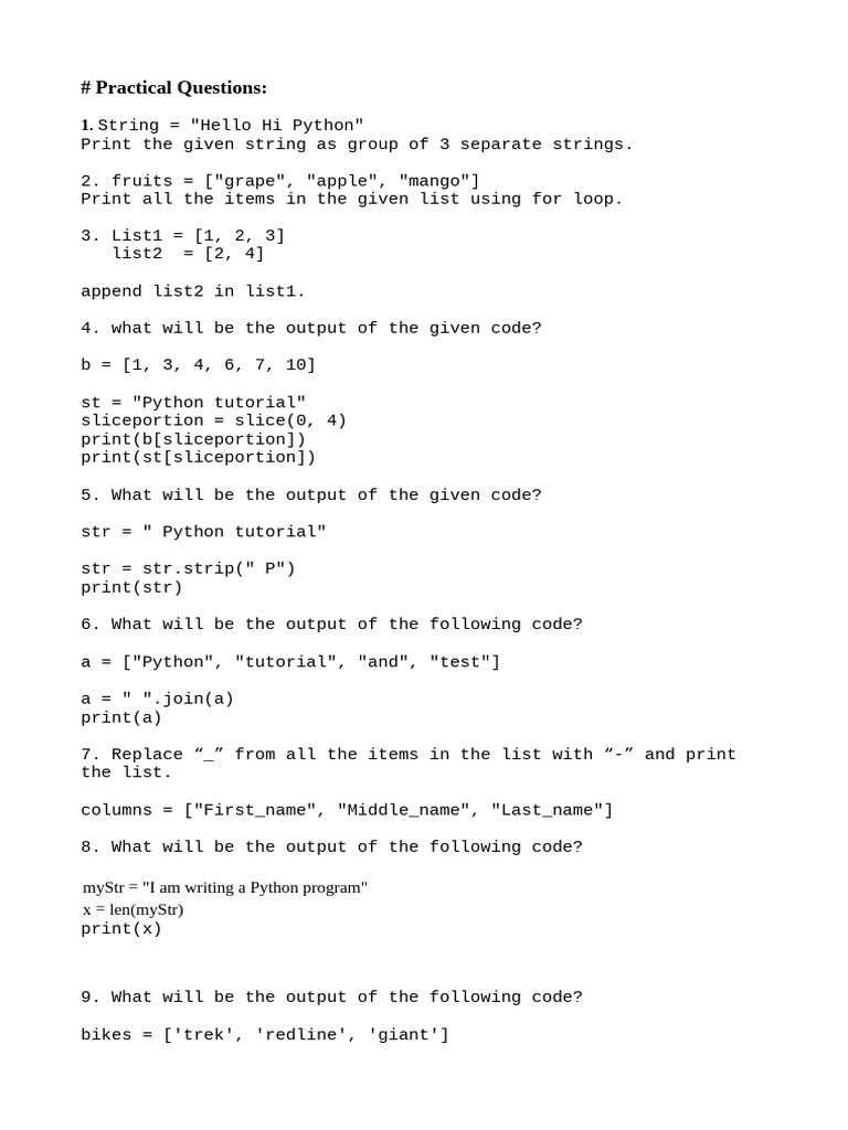 Python Test | Download Free PDF | Python (Programming Language ...