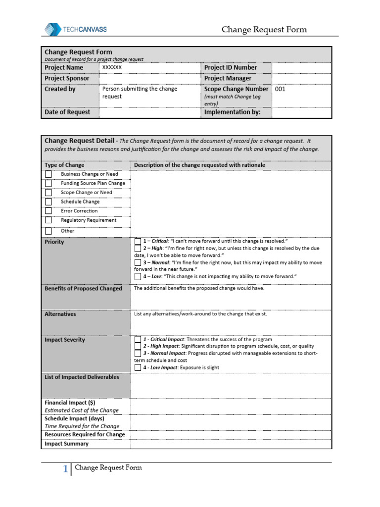 Change Request Form | PDF
