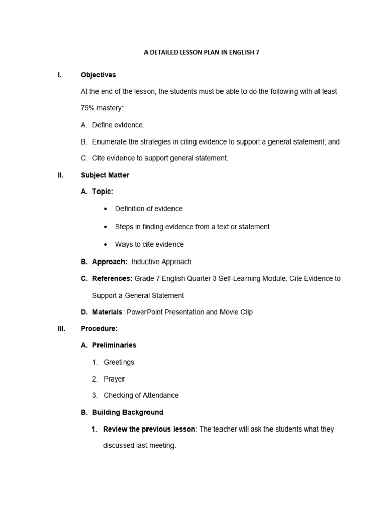 3.3 A Detailed Lesson Plan in English 7 | PDF | Crimes | Crime & Violence