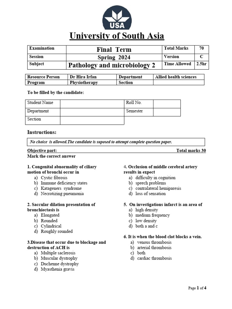 Patho 2 Final C | PDF | Pneumonia | Bronchitis