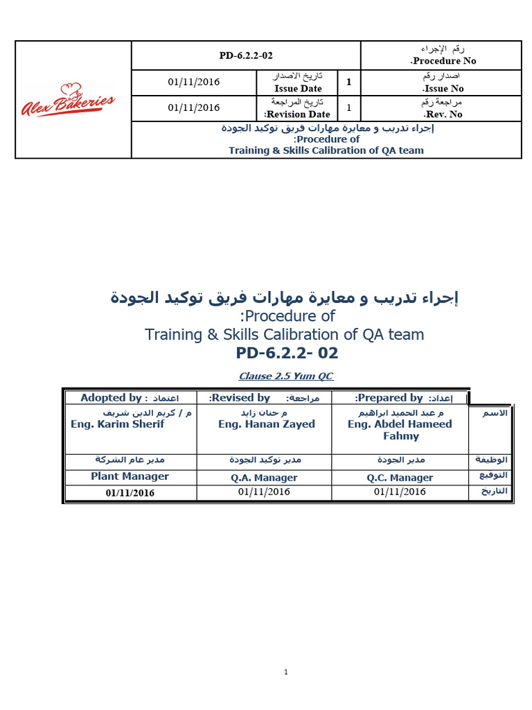 2.5 Calib.& Training Prg. - QA Team | PDF