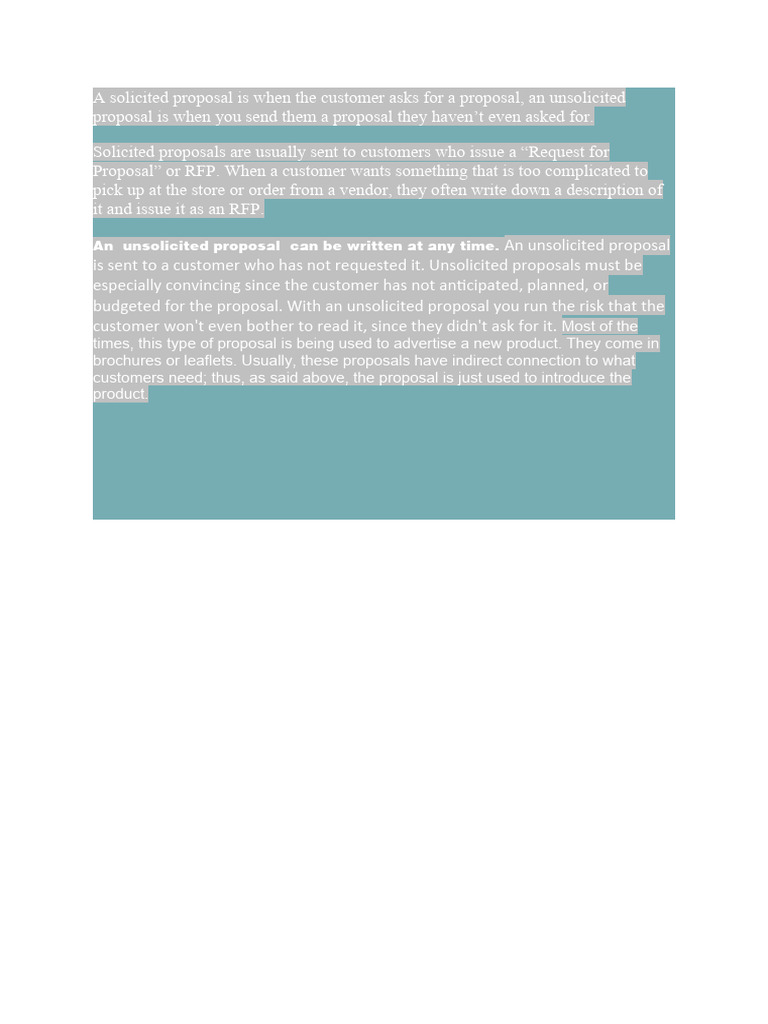 Solicited vs. Unsolicited Proposals Explained | PDF | Career & Growth