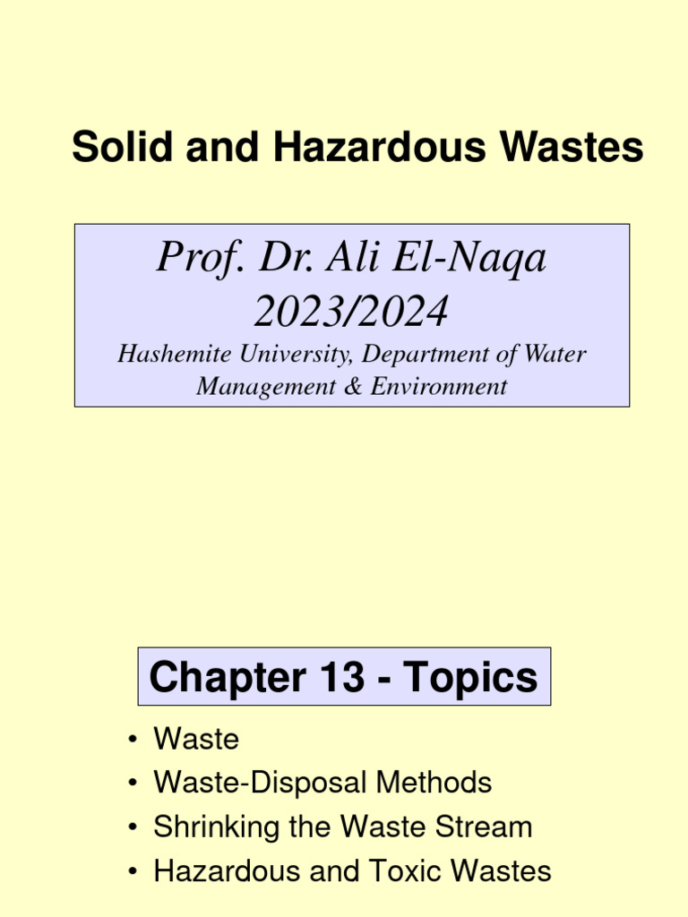 Chapter 11 Solid and Hazardous Wastes (1) 2 | PDF | Waste | Municipal ...