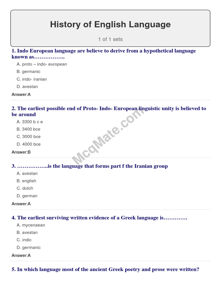 History-Of-English-Language (Set 1) | PDF | English Language | King ...