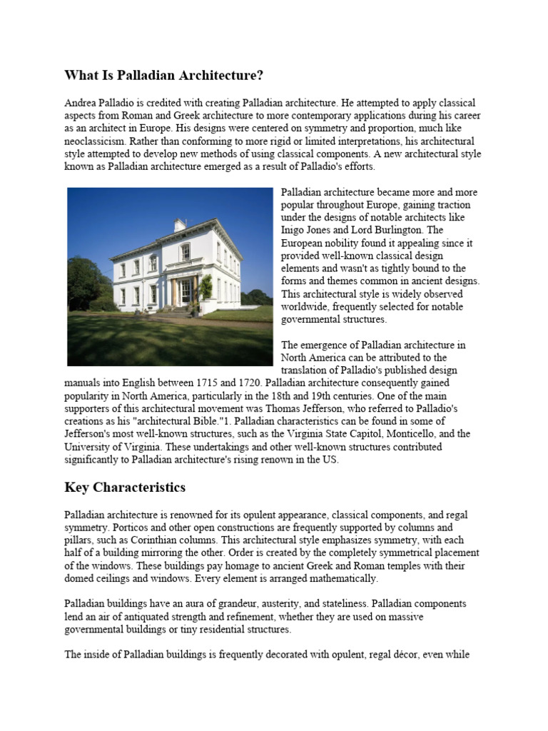 Understanding Palladian Architecture | PDF | Architectural Design ...