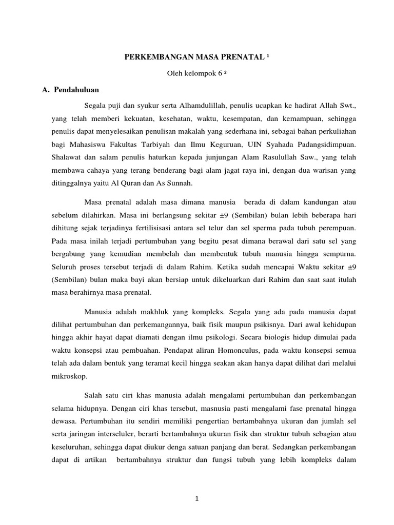 Perkembangan Masa Prenatal Manusia | PDF