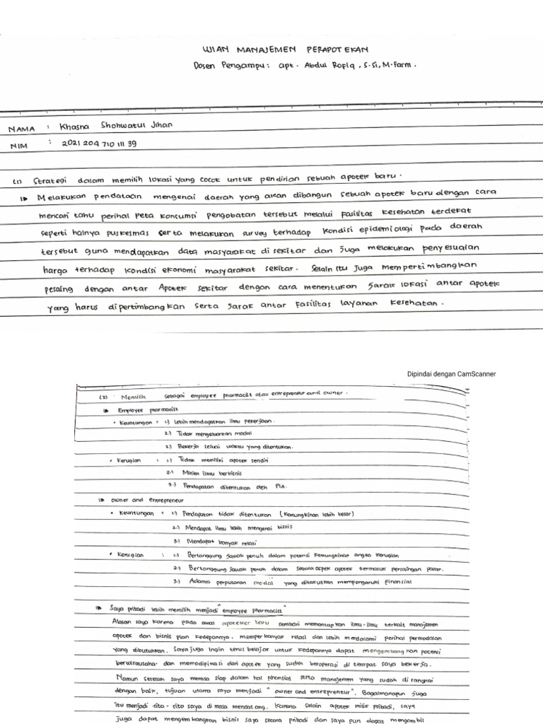 UAS UAS Man. Apotek (Pak Rofiq) | PDF