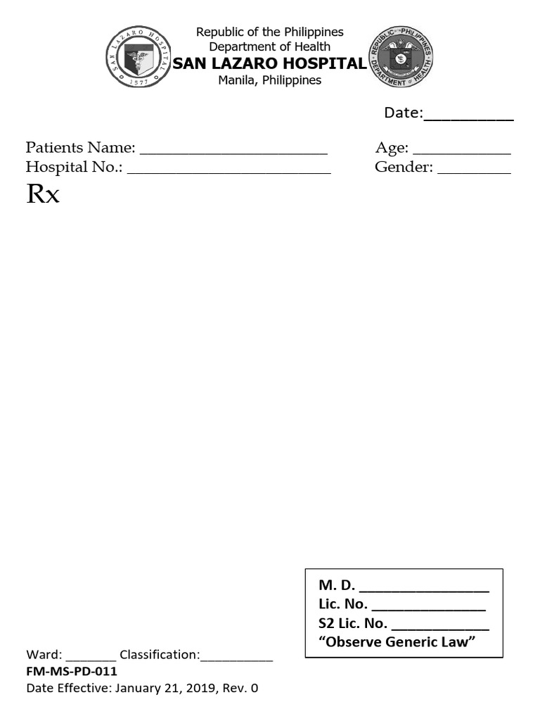 Sample Doctor's Prescription Template | PDF | Self-Improvement
