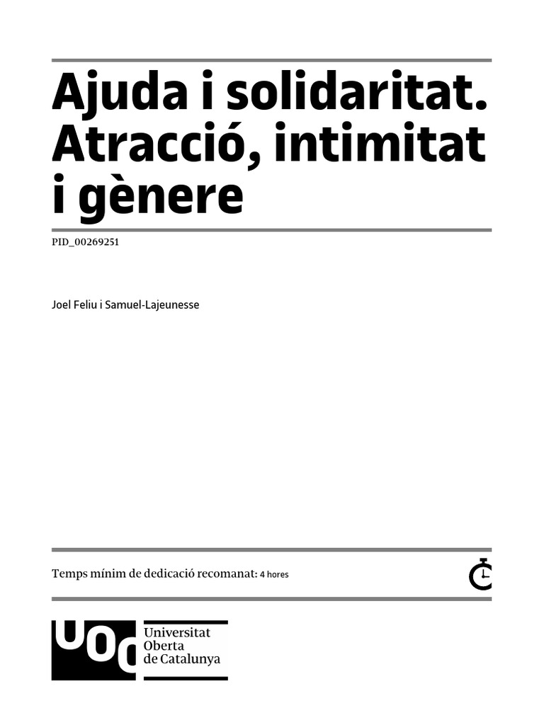 Ajuda I Solidaritat. Atracció, Intimitat I Gènere | PDF