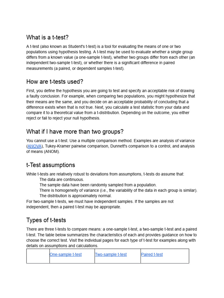 What Is A T-Test | PDF | Student's T Test | Statistical Hypothesis Testing