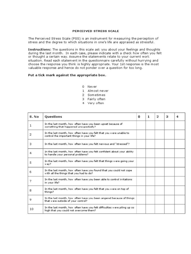 Perceived Stress Scale | PDF