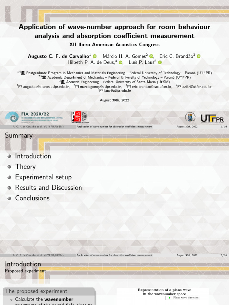 Application of Wave-Number Approach For Room Behaviour Characterization and Absorption ...