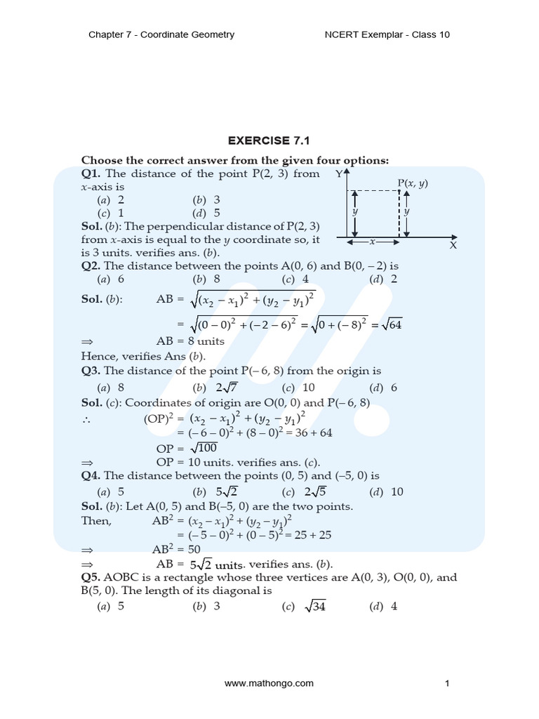 Ncert Exemplar Math Class 10 Chapter 07 Coordinate Geometry | PDF | Rectangle | Euclidean Plane ...