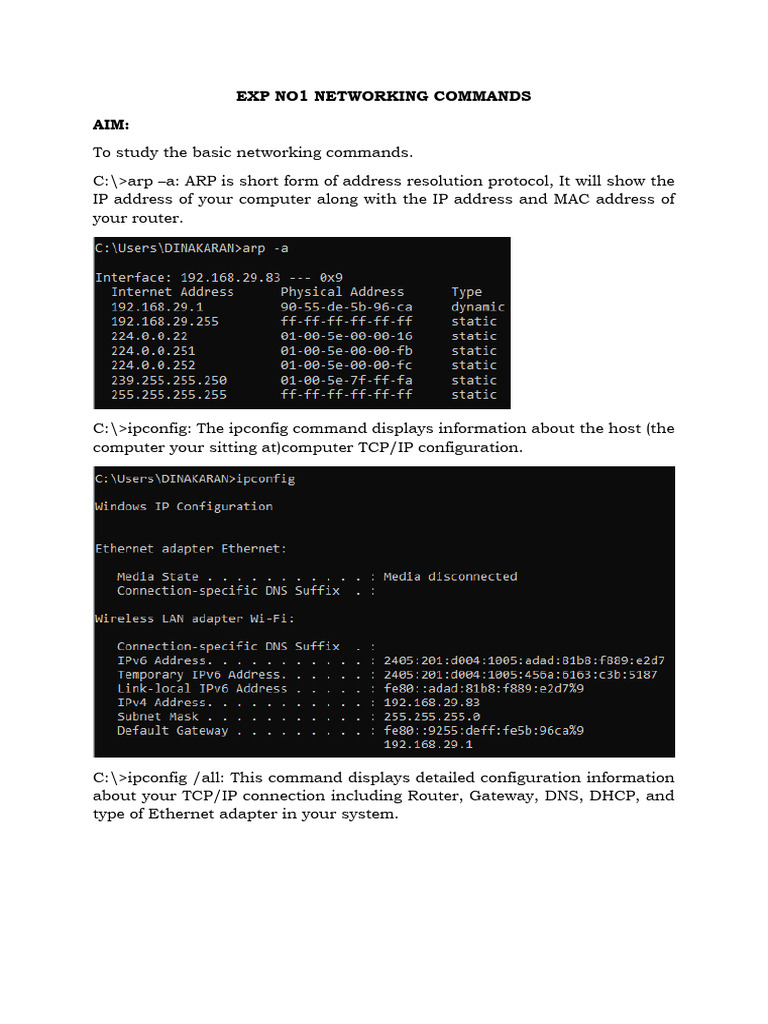 Ex No 1 | PDF | Ip Address | Internet Protocols Ex No 1 | PDF | Ip Address | Internet Protocols