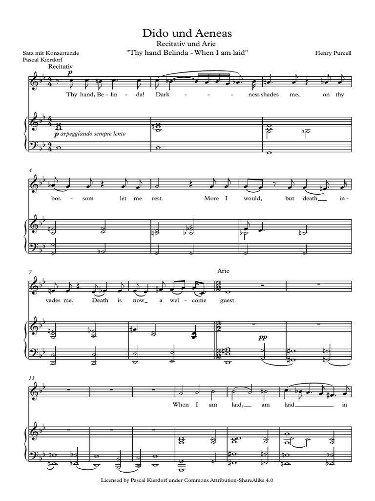 Dido and Aeneas - Thy Hand Belinda-When I Am Laid | PDF