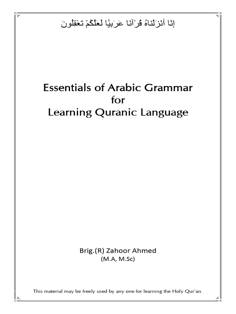 Essentials of Arabic Grammar Essentials | PDF | Plural | Grammatical Number