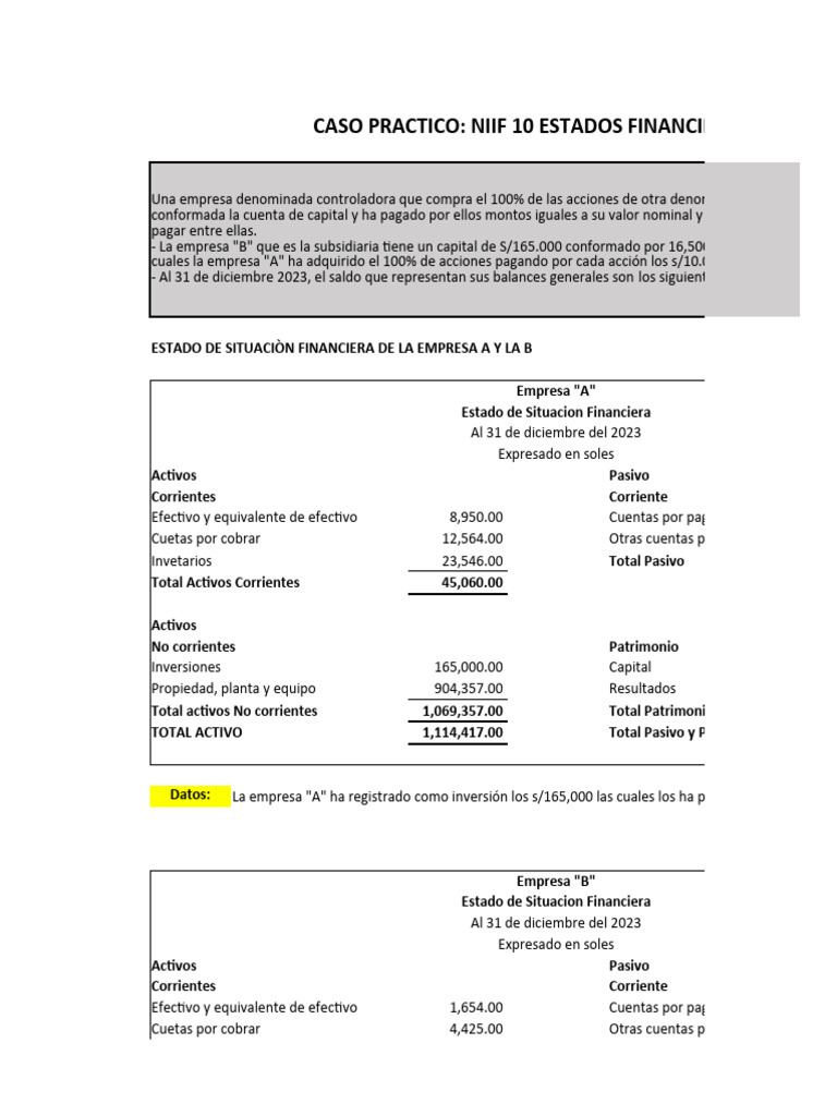 Ejemplos Practicos - Niif 10 y Nic 27 | Descargar gratis PDF ...