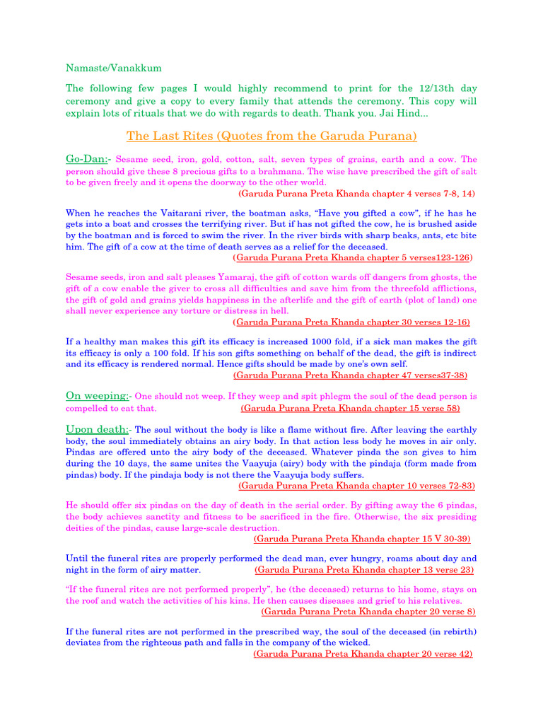 Hindu Funeral Rites Guide | PDF