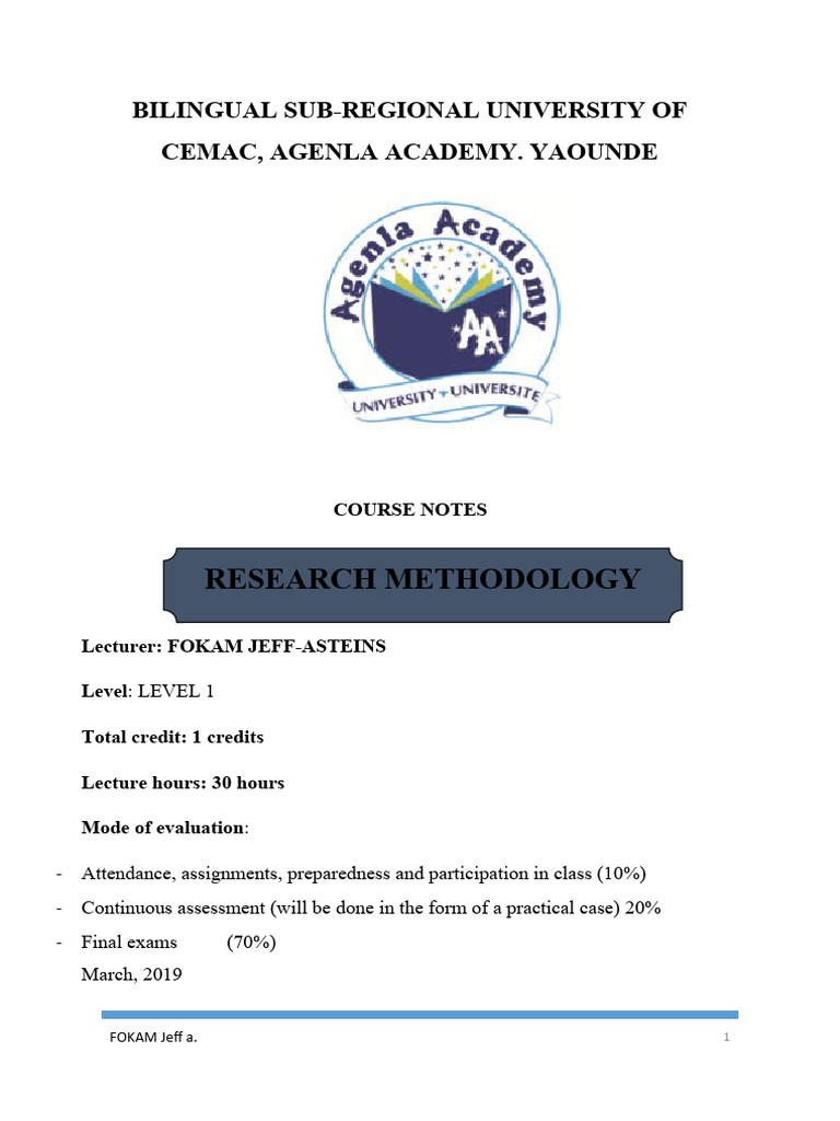 Course Notes Research Methodology | PDF | Qualitative Research ...