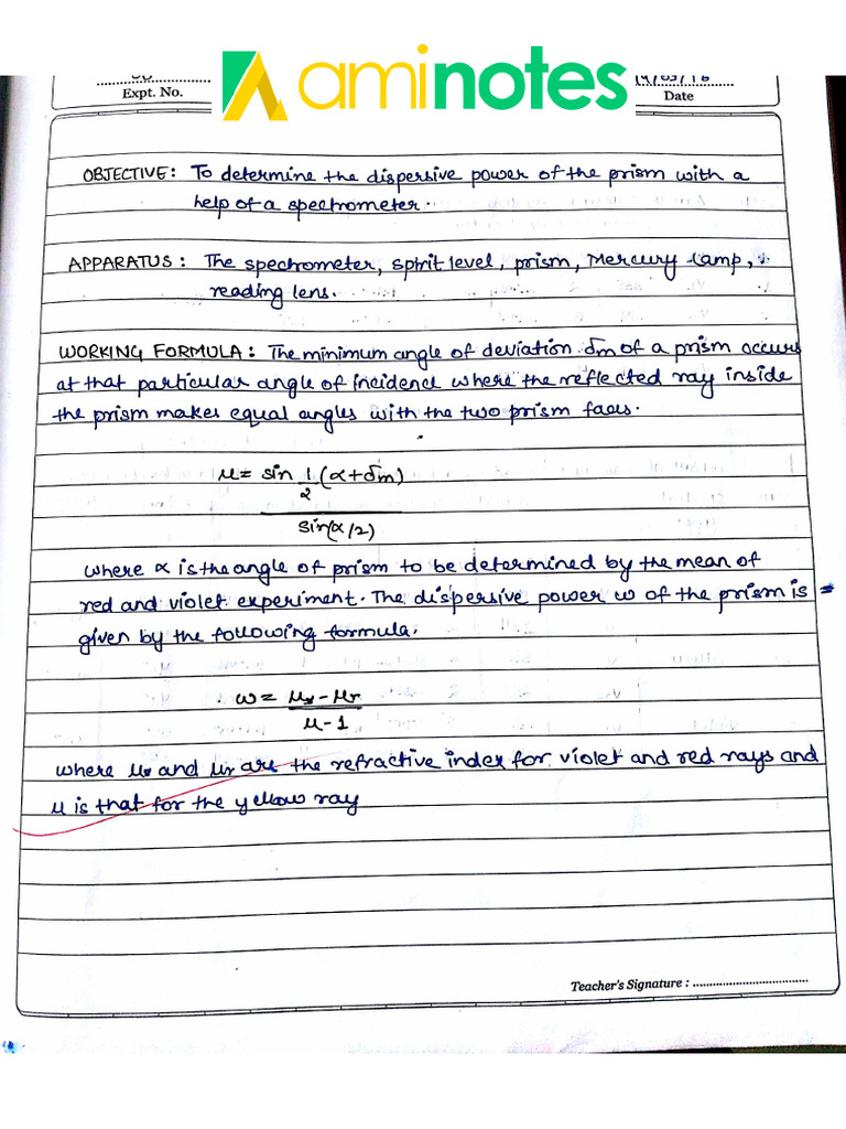 Angle of Prism and Dispersive Power | PDF