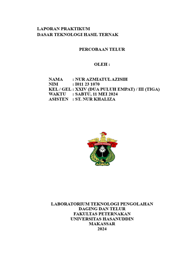 Laprak Telur Fixx | PDF | Sains & Matematika | Teknologi & Rekayasa