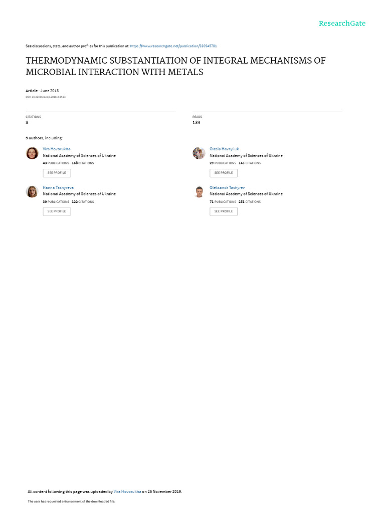 Thermodynamic Substantiation of Integral Mechanism | PDF | Redox | Chromium