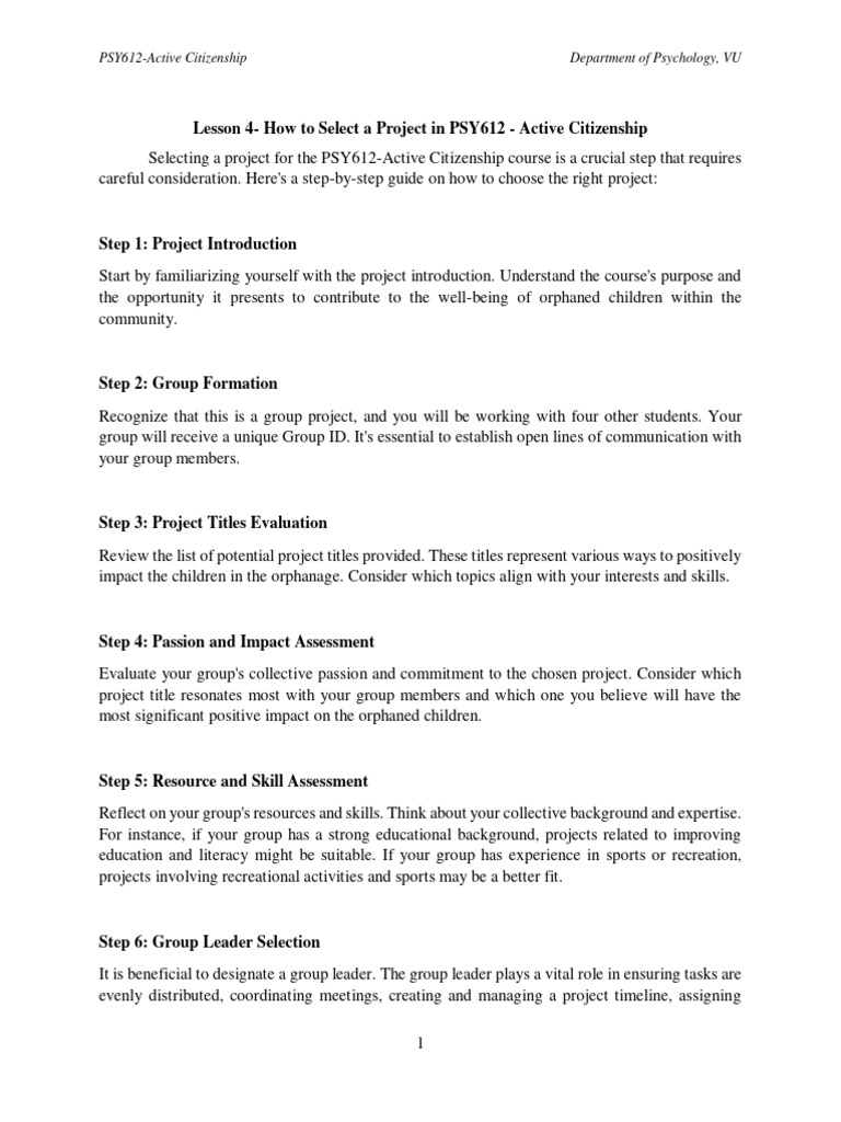 Selecting Projects in PSY612 Course | PDF | Cognition | Social Psychology
