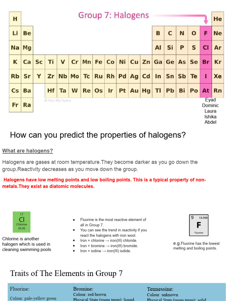Understanding Halogens: Properties & Trends | PDF | Chlorine | Iodine