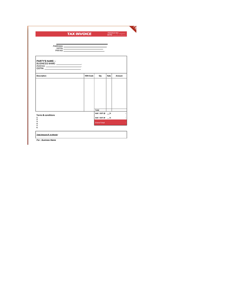 Tax Invoice Template | PDF