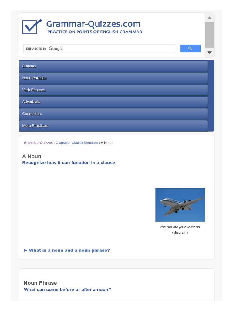 A Noun - Grammar Quizzes | PDF | Noun | Adjective