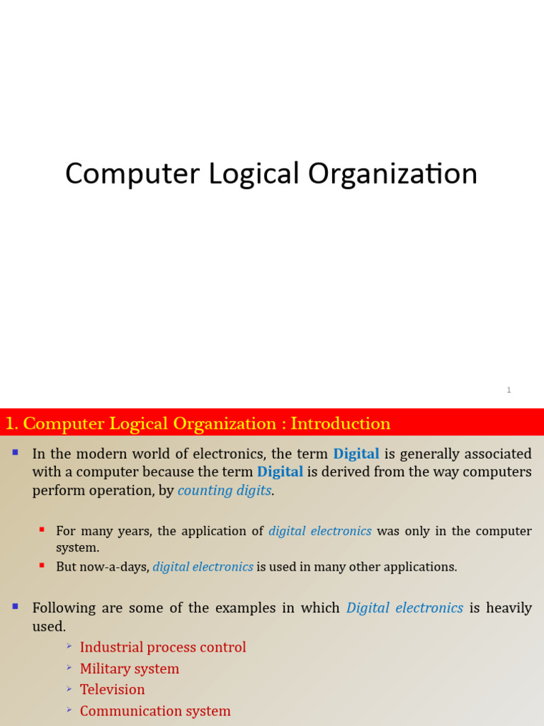 01 01 Computer Logical Organization | PDF | Digital Signal | Analogue ...