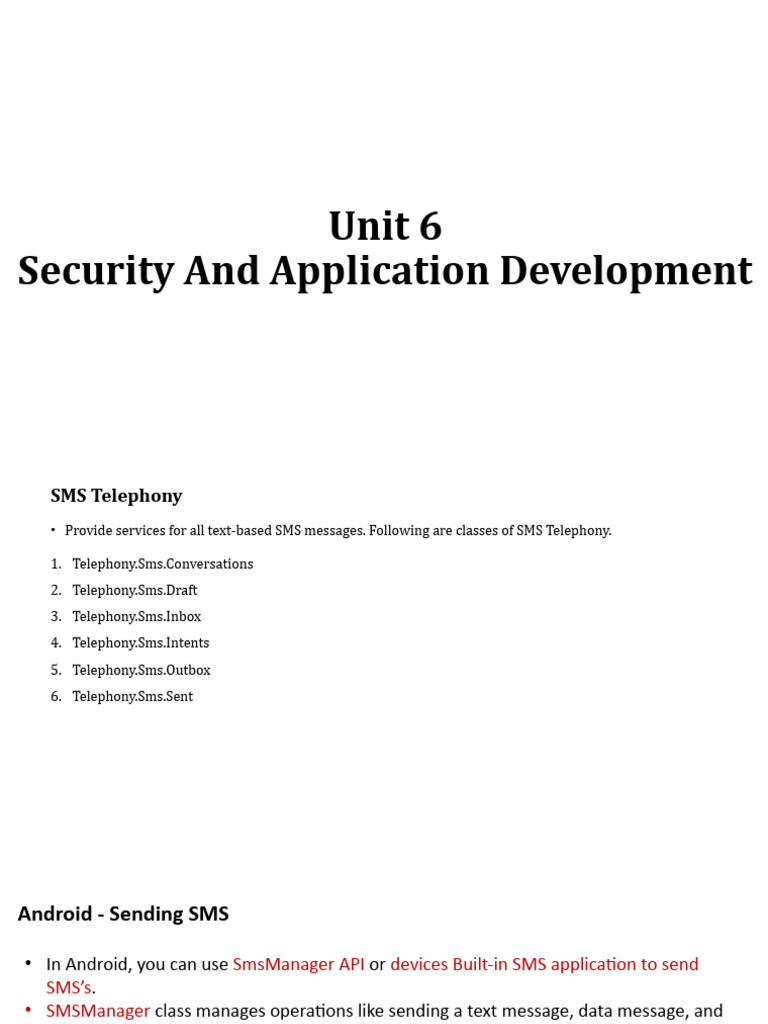 Unit 6 | PDF | Android (Operating System) | Operating System