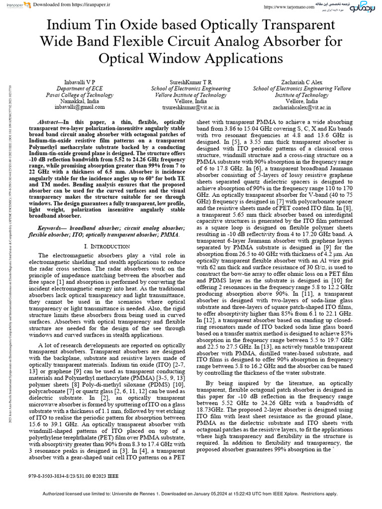 Indium Tin Oxide Based Optically Transparent Wide Band Flexible Circuit ...