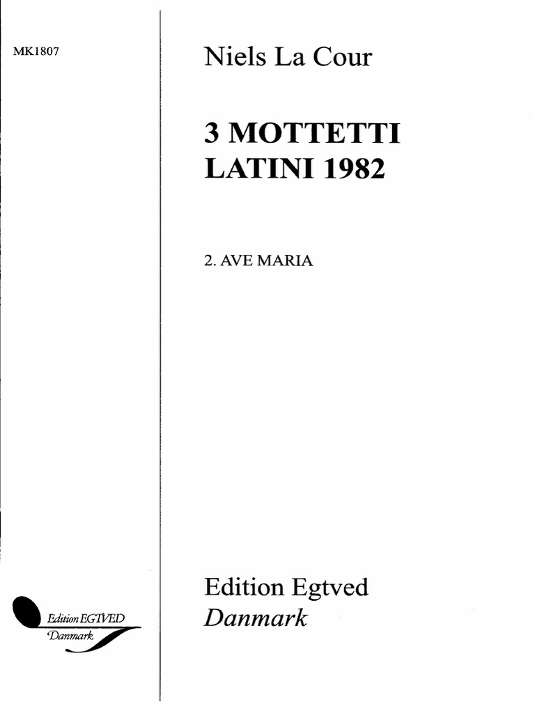 Niels La Cour - 3 Mottetti Latini 1982 - 2. Ave Maria | PDF
