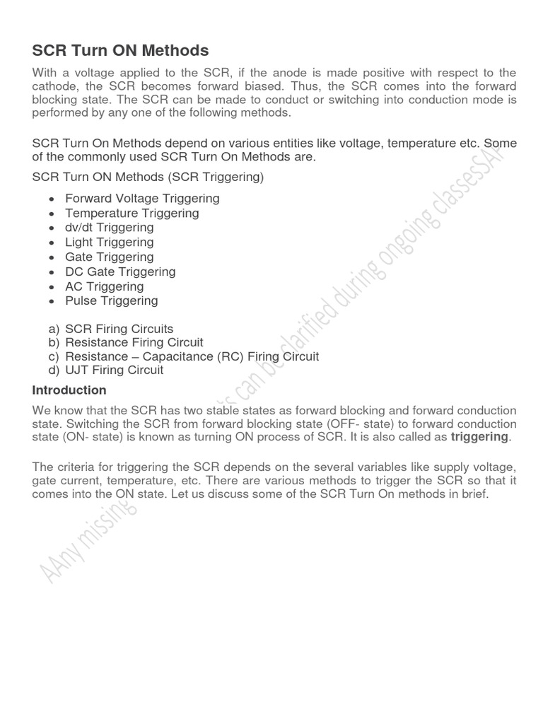 Thyristor Turn On Turn Off Methods Ii Download Free Pdf Capacitor Electrical Equipment