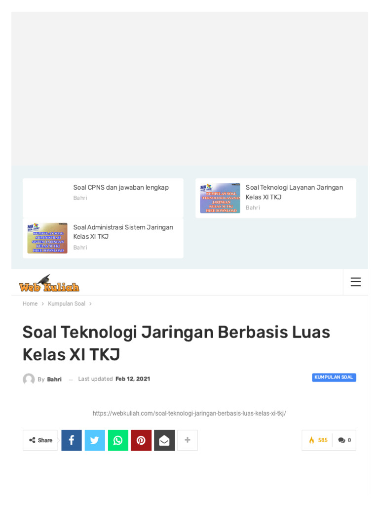 Soal Teknologi Jaringan Kelas XI TKJ | PDF