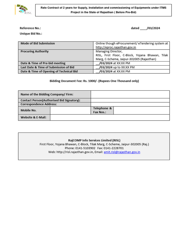 RFP Risl | PDF | Traffic | Procurement