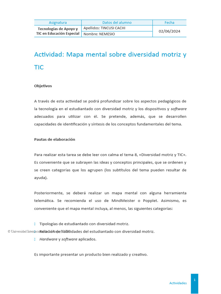 Mapa Mental Diversidad Motri Tic | PDF | Tecnología de información y comunicaciones | Educación ...