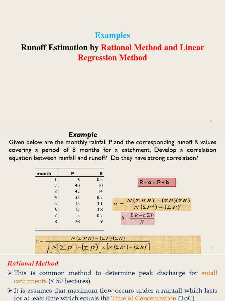 Runoff Estimation by Rational Method and Linear Regression Method | PDF ...