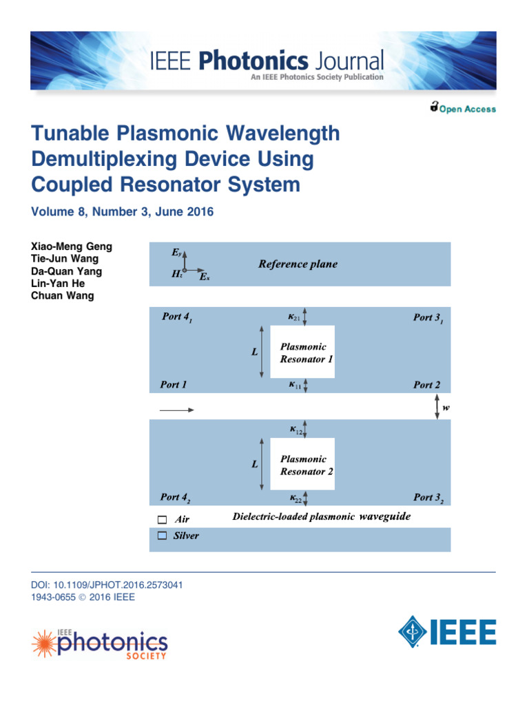 Tunable Plasmonic Wavelength Demultiplexing Device Using Coupled ...