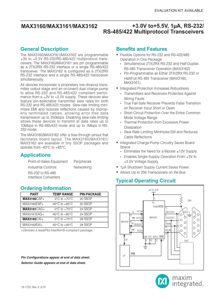 Max3160 Max3162 | PDF | Information And Communications Technology | Electronic Engineering