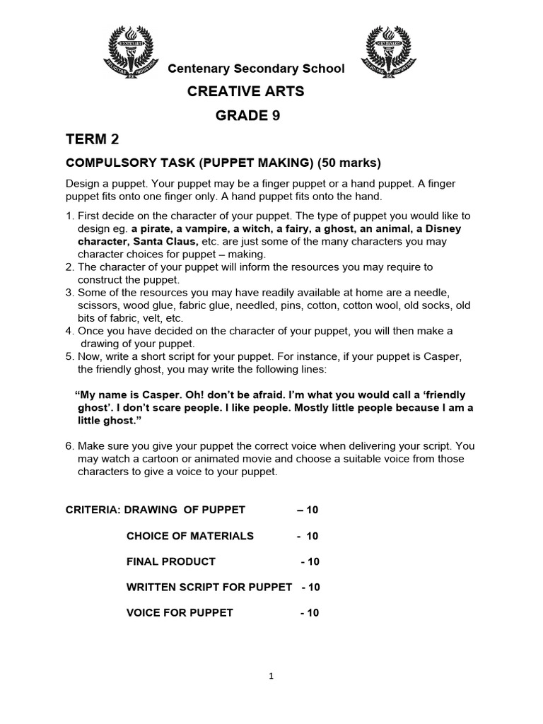 G9 Puppet - Poem Tasks | PDF | Puppets | Punctuation