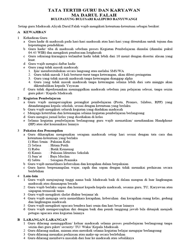 Tata Tertib Guru | PDF | Karier & Perkembangan