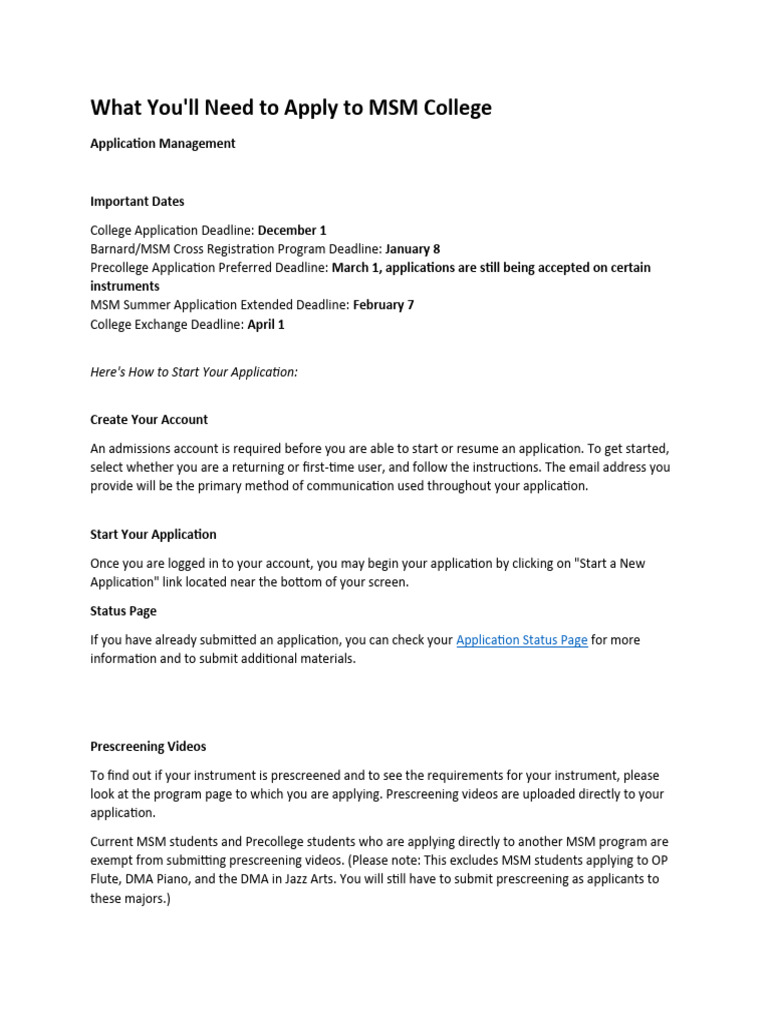 What You'll Need To Apply To MSM College | PDF | Postgraduate Education ...